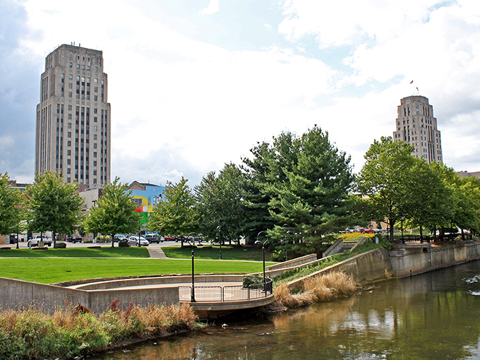 Linear Park's riverside trail beckons walkers to discover Battle Creek's green heart, one peaceful step at a time.