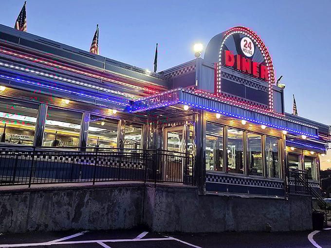 When neon lights up the night, you know serious breakfast magic happens inside.