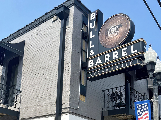 Bull and Barrel Steakhouse: "That sign isn't just for show. Bull & Barrel announces itself with confidence that's fully backed up by what's sizzling inside."