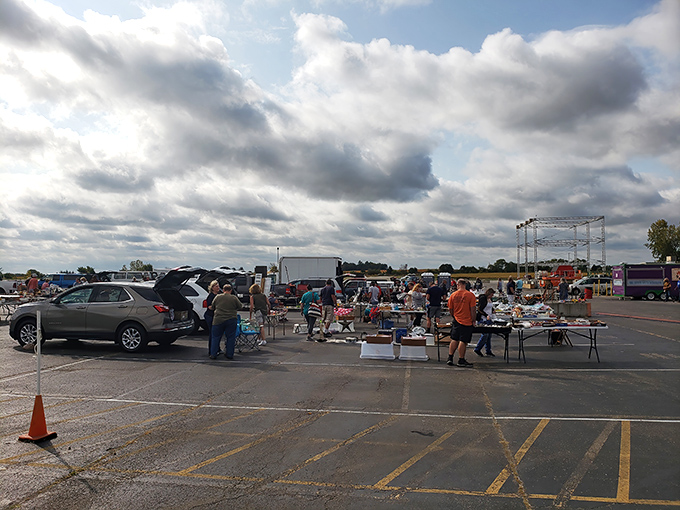 Shoppers browse endless tables of collectibles at Caesar Creek. One person's castoff is another's must-have treasure!