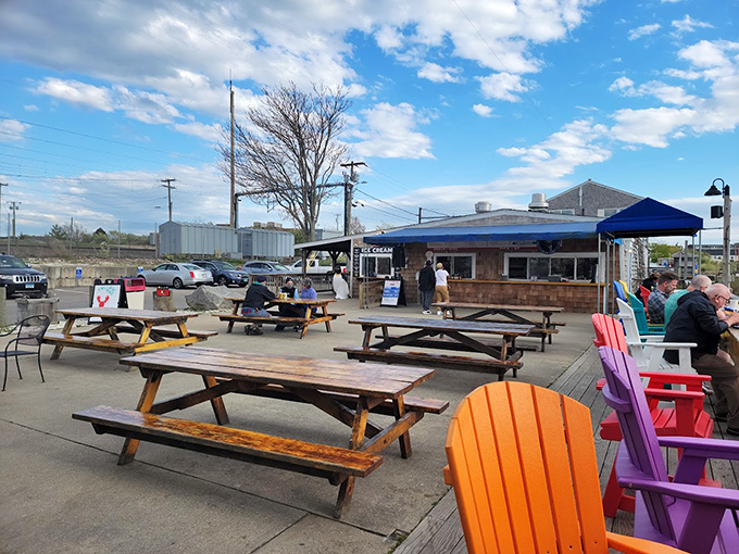 Picnic tables with a view? Check. Fresh seafood? Double check. This is summer in Connecticut distilled.
