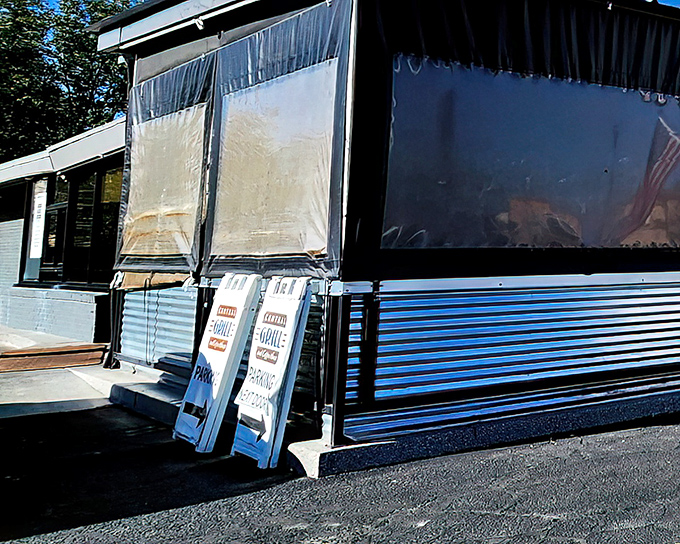 This unassuming roadside spot might not look like much, but locals know it hides New Mexico's breakfast treasures behind those windows.