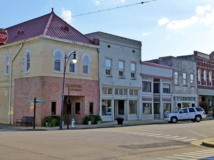 Faded signs and weathered bricks give Corinth its character. The bargain prices inside these establishments add another layer to the town's irresistible charm.