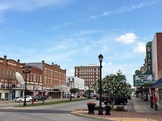 The Rice Theater marquee stands proud on a street where entertainment and affordability go hand-in-hand.
