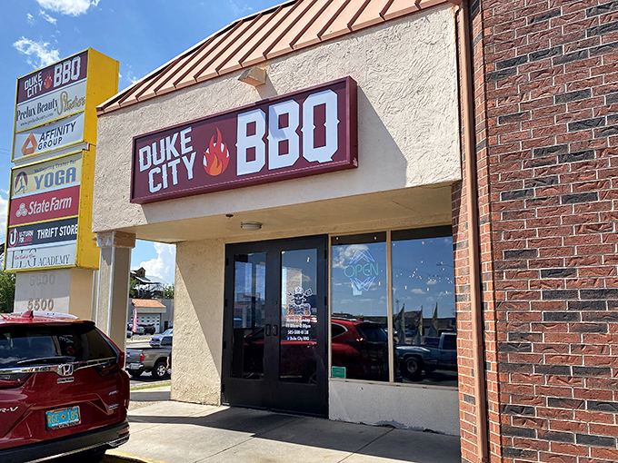 This modest storefront houses BBQ dreams. Duke City's entrance may be simple, but what happens inside is pure smoke magic.