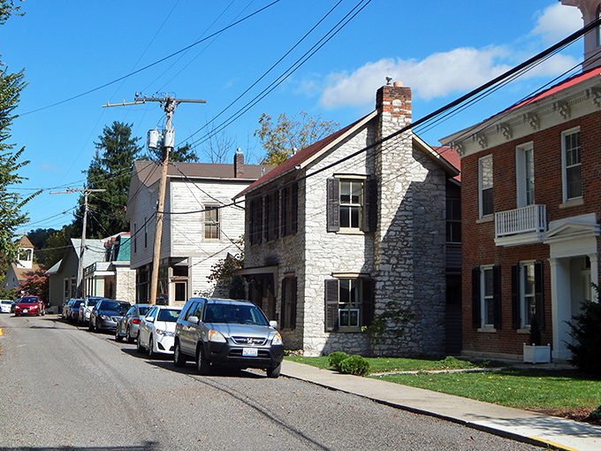 Stone cold gorgeous! Elsah's historic homes stand shoulder-to-shoulder like architectural siblings who've weathered life's storms together for centuries.