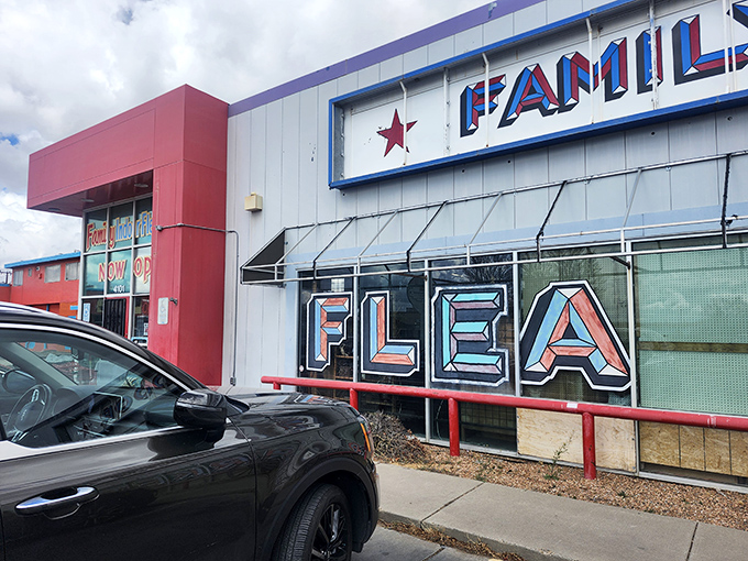 The colorful signage promises exactly what every treasure hunter dreams of finding inside.