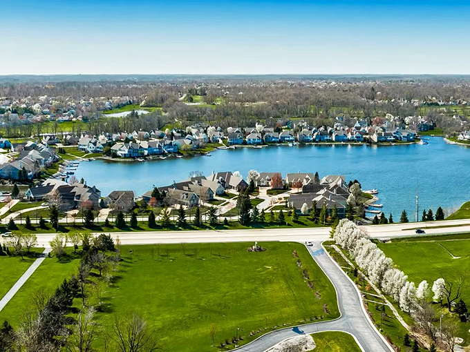 Lakeside living in Fishers offers peaceful water views without coastal prices &ndash; nature's discount on retirement serenity.