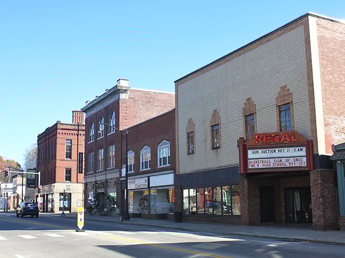 Marquee magic! Franklin's Regal Theatre anchors a street where every brick seems to whisper, "They don't make 'em like this anymore, folks."