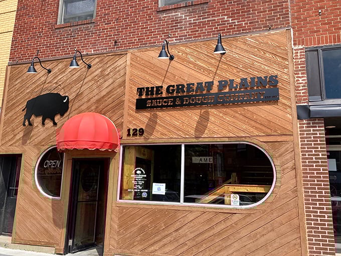 Rustic charm meets serious pizza credentials at Great Plains. That wooden exterior hints at the no-nonsense deliciousness waiting inside.