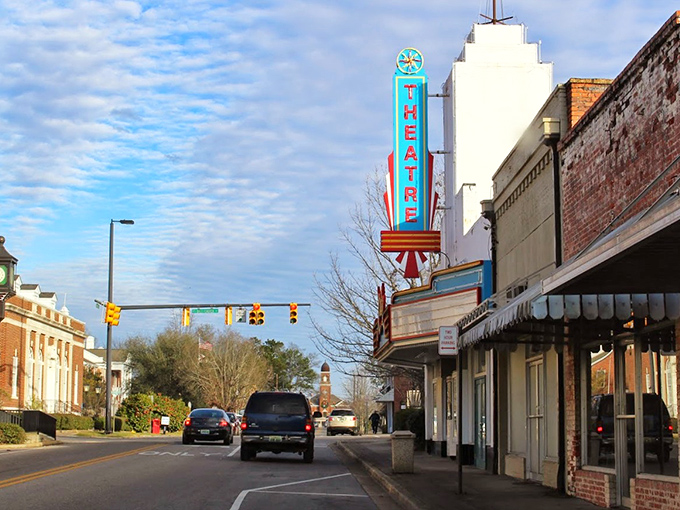 This classic theater marquee in Greenville proves small towns still know how to roll out the red carpet.