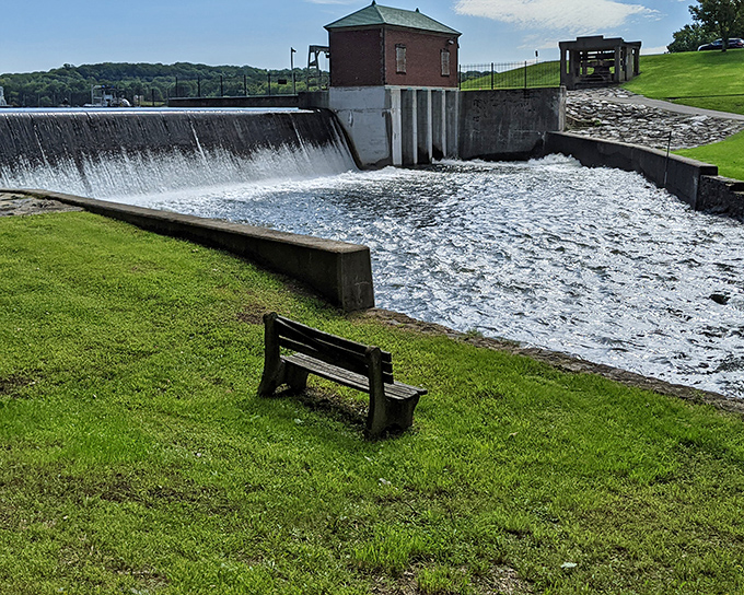 The historic dam at Hopatcong creates rushing waters that sound better than any meditation app.