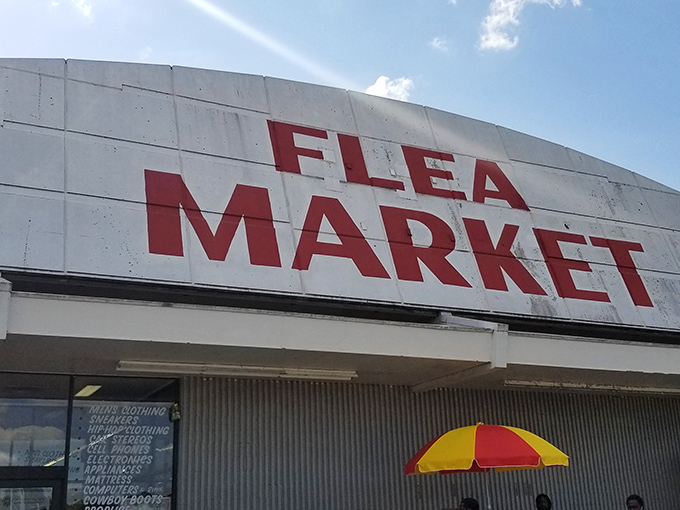 Jefferson Davis Flea Market's bold signage promises big deals inside &ndash; and boy, does it deliver on that promise!