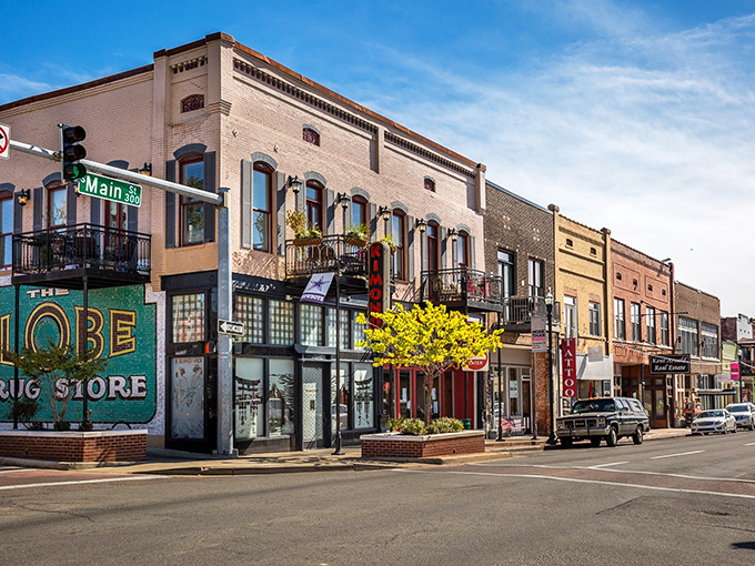 Main Street America lives on in places like this, where traffic lights still mean something and people wave.