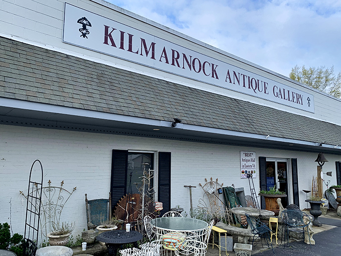 Garden treasures spill onto the sidewalk at Kilmarnock Antique Gallery &ndash; because some vintage finds are too beautiful to keep indoors.
