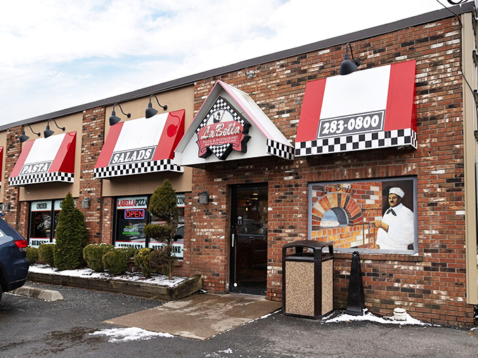 Winter can't stop pizza lovers from finding their way to Labella's. That warm glow from inside promises comfort in every bite.