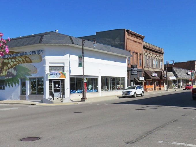 Manistique's downtown whispers stories of simpler times when handshakes sealed every deal.