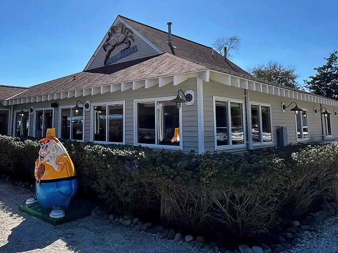 Sunshine, seafood, and a quirky greeter! This weathered crab shack has seen generations of butter-stained fingers and satisfied smiles under that Jersey sky.