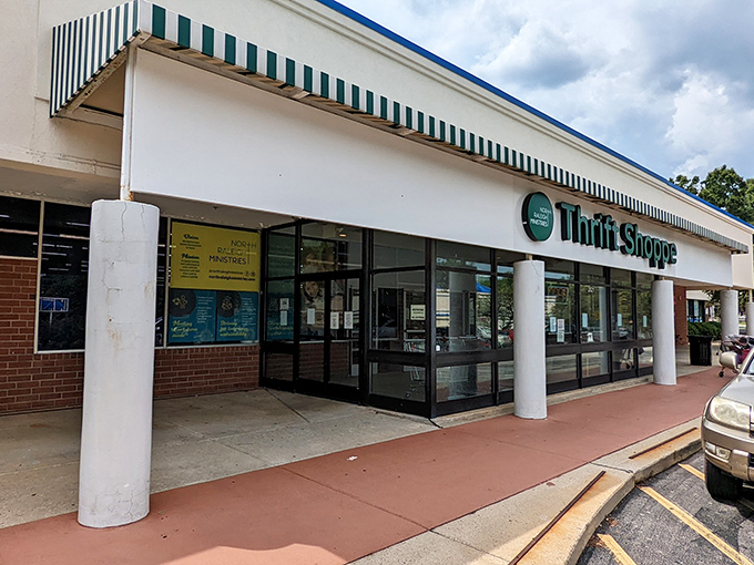 The green-striped awning welcomes bargain hunters to a community treasure where one person's castoffs become another's gold.