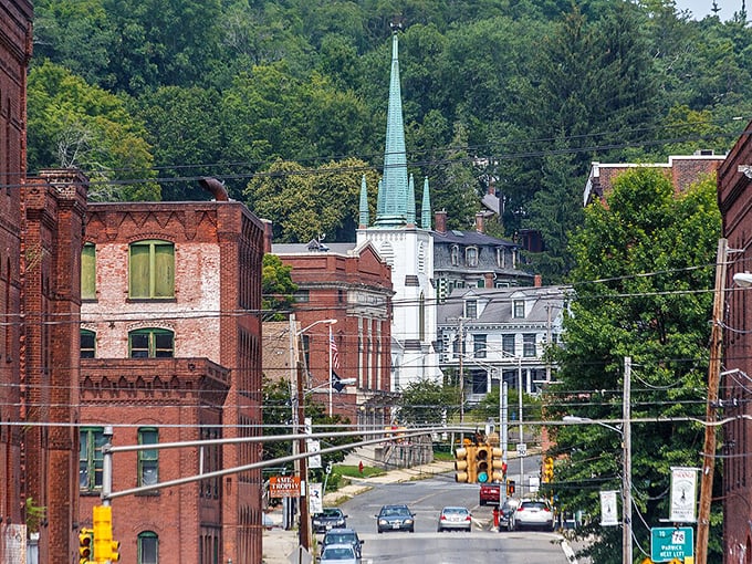 The view down Orange's main drag showcases the kind of architectural character money simply can't buy anymore.