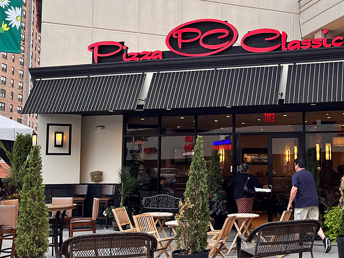 Those outdoor tables are perfect for savoring every bite while watching the neighborhood come alive.