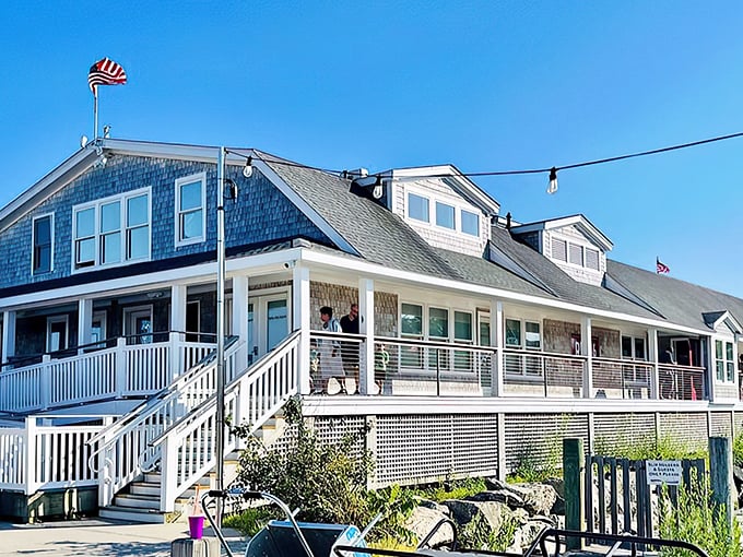 The wraparound porch at Red 36 is where summer memories are made. Nothing beats lobster with a side of sailboat-watching.