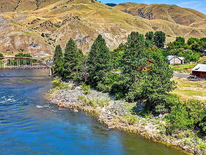 From above, Riggins reveals its perfect location &ndash; a green oasis surrounded by Idaho's rugged mountain terrain.