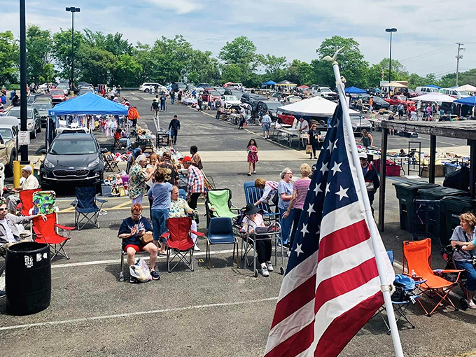 The outdoor section at Rossi's transforms a simple parking lot into a carnival of commerce. Pop-up tents house everything from vintage vinyl to yesterday's garage cleanouts.