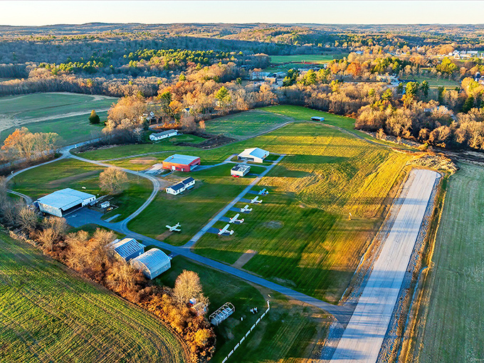 Where small planes dream big! This charming airstrip basks in golden-hour glow like a scene from "Field of Dreams" with wings instead of baseball.
