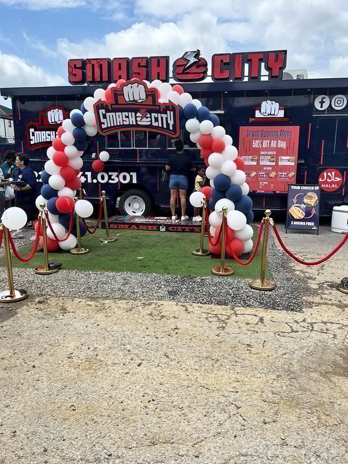 Grand opening excitement with balloon arches fit for royalty&mdash;but it's the hot dogs that deserve the red carpet!