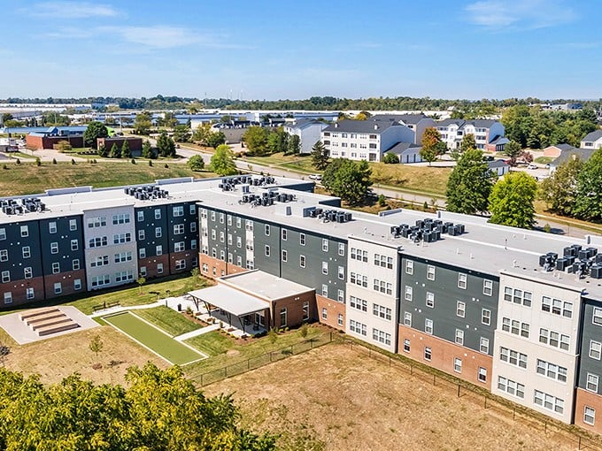 Aerial views reveal a community where neighbors are close enough to borrow sugar, far enough for peace.