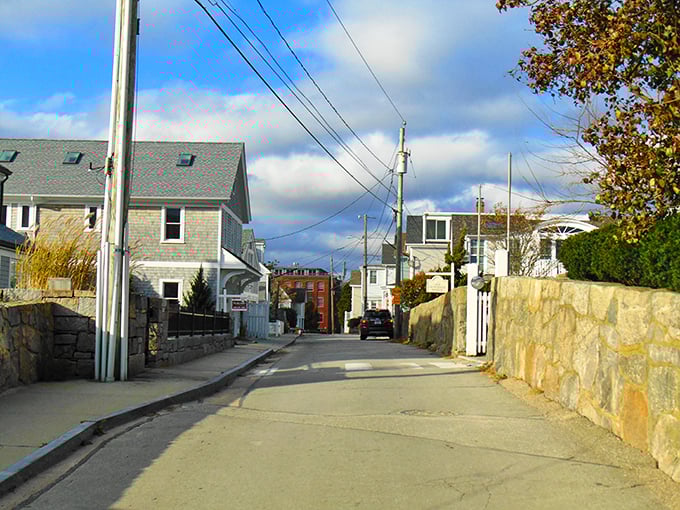 A quiet street in Stonington where time slows down and parking spots are easier to find than in Manhattan.