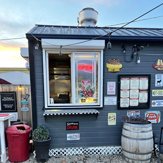 Rustic charm meets hot dog perfection at Street Dogs. Those wooden barrels aren't just for show&mdash;they're for resting your elbows while you devour.