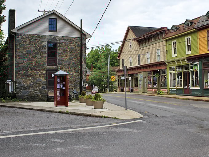 Historic storefronts line the street in Sykesville, where shopping feels more like visiting friends than running errands.