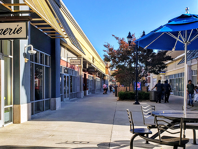 Blue skies and bigger savings&mdash;Mebane's outdoor shopping paradise feels less like a mall and more like a small town where everyone's mission is finding deals.