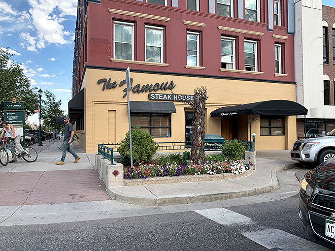 That classic brick facade has been welcoming steak lovers for years – and those windows have stories to tell.