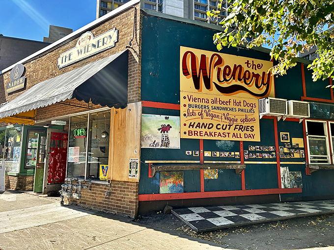 Where hot dogs meet art &ndash; The Wienery's bold signage is just a preview of the flavor masterpieces waiting inside.