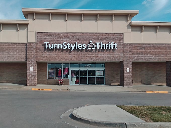 Blue skies and bargains await! TurnStyles' clean exterior hints at the meticulously organized wonderland inside.