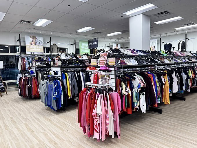 Inside this fashion paradise, organized racks make thrift shopping feel like browsing through a friend's incredibly well-curated closet.