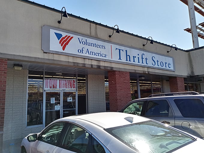 That "Now Hiring" sign tells the whole story - this Volunteers of America store stays busy helping the community.