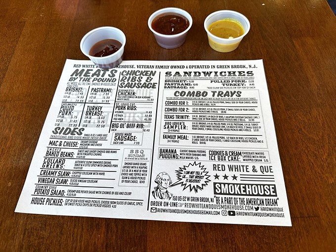 A menu that gets straight to the point &ndash; meat by the pound, classic sides, and combos that'll make you want to unbutton your pants before you even start.