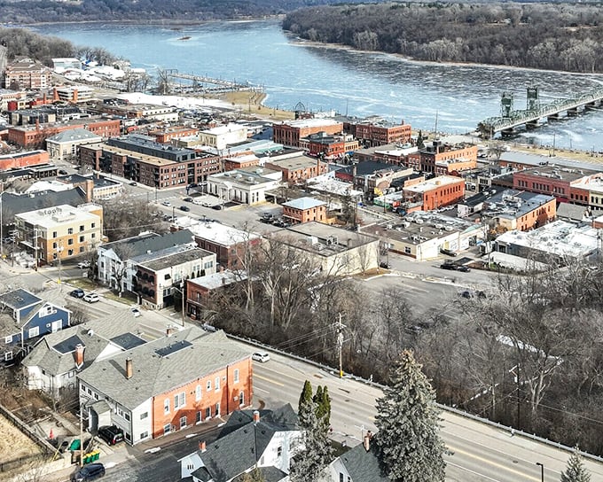 From above, Stillwater reveals its clever urban planning&mdash;a perfect marriage between historic charm and river views that would make any drone photographer weep with joy.