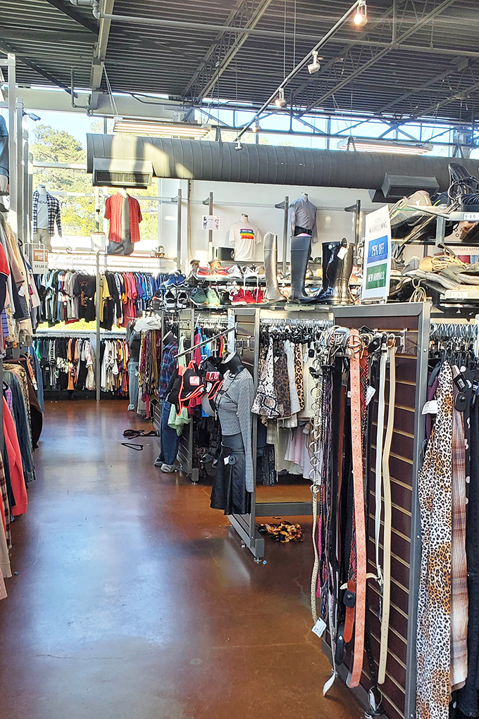 Architectural angles and clean lines make this thrift store feel more boutique than bargain bin. Fashion forward meets wallet friendly.