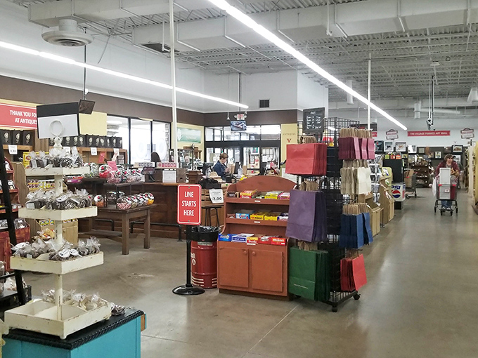 Step inside and the adventure begins! Colorful shopping bags stand ready for whatever treasures you'll inevitably discover in these well-organized aisles.