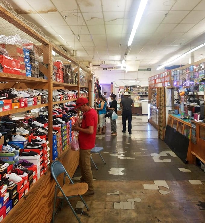 Sneaker heaven awaits! This aisle could turn anyone into a footwear collector faster than you can say "vintage Air Jordans."