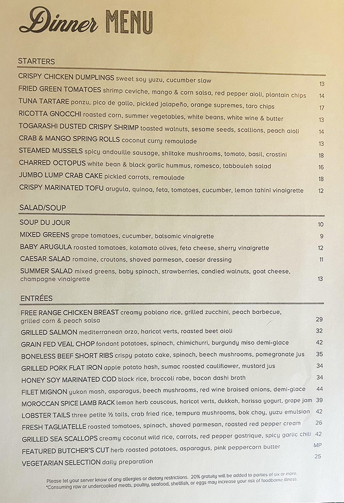 This menu isn't just a list&mdash;it's a roadmap to flavor country. Each description promises a culinary adventure worth the journey.