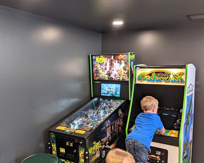 Where video game wizards are born! The arcade room offers intermission entertainment that might just rival the feature presentation.