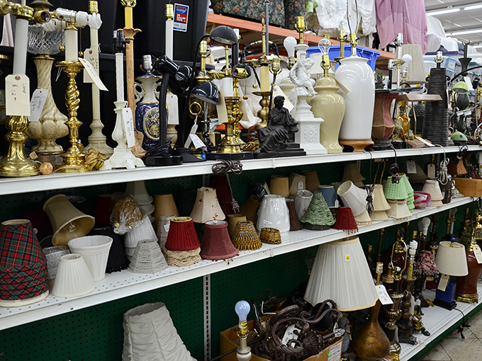 Lampshade boulevard! The perfect place to find that replacement for the one your cat knocked over or discover an entirely new lighting personality.
