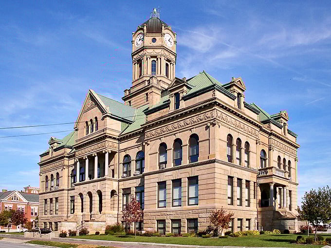 Architectural grandeur that would make any big city jealous&mdash;this courthouse doesn't just house government; it houses history in every limestone detail.