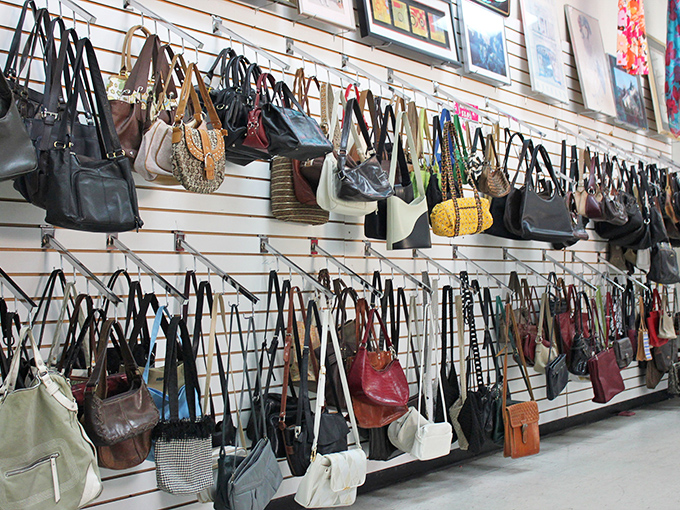 Wall-to-wall handbag heaven! Each purse tells a story&mdash;some designer, some vintage, all waiting for their second act in your wardrobe rotation.